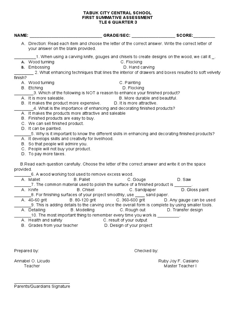 Quarter 3 Assessment Exam Tle Pdf