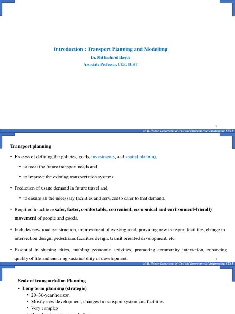 Lecture 1 Introduction of Transport Planning and Modelling | PDF ...
