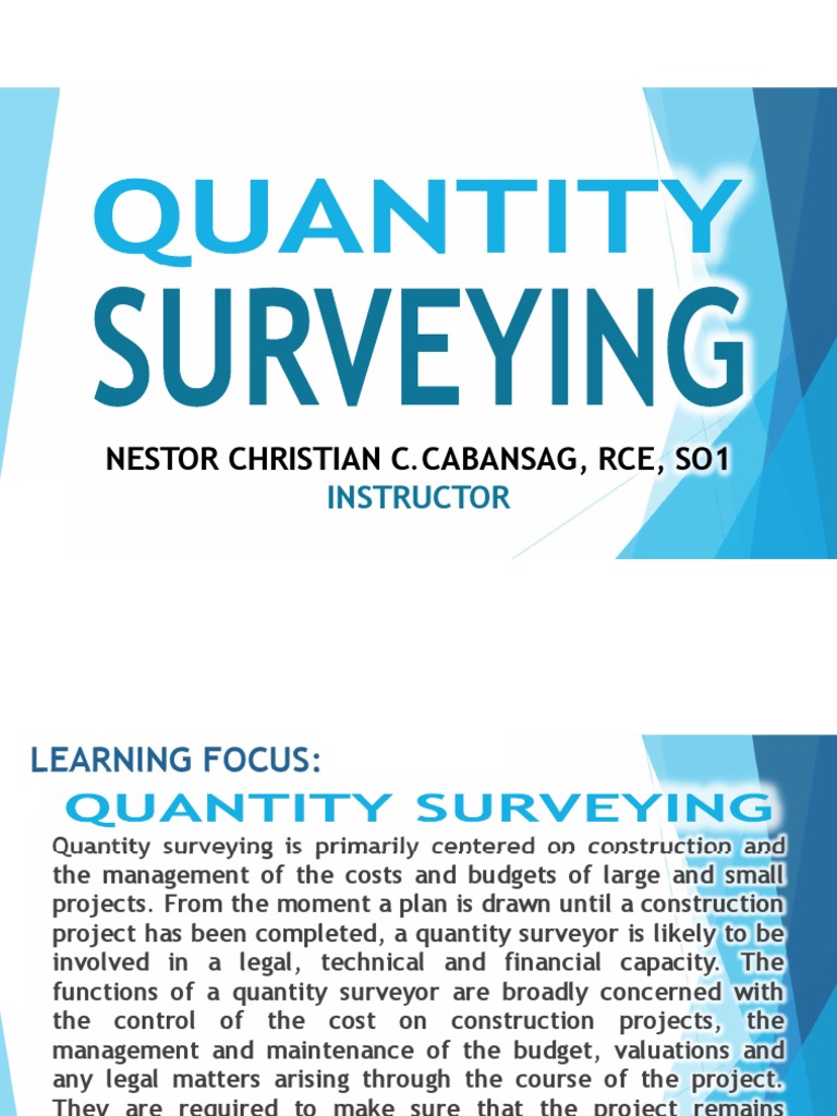 Presentation 1 Introduction To Quantity Surveying | PDF | Surveying | Economies