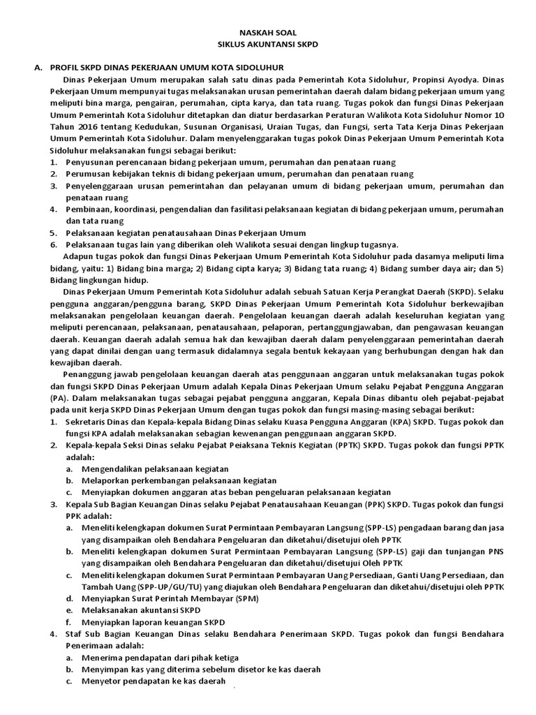 Soal Jurnal SKPD | PDF | Pengelolaan Keuangan & Uang