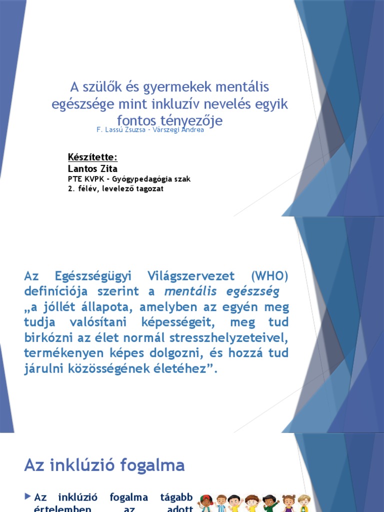 A Szülők És Gyermekek Mentális Egészsége Mint Inkluzív | PDF