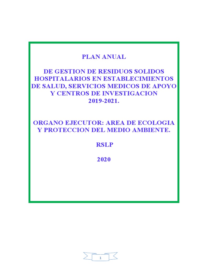 Plan Epma 2020 | PDF | Hospital | Residuos