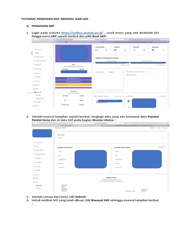 Tutorial Pengisian SKP, Renaksi, Dan LKH | PDF