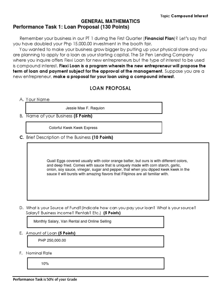 GENERAL-MATHEMATICS-Q2-PerformanceTask-1-Loan-Proposal With ANSWER MAE ...