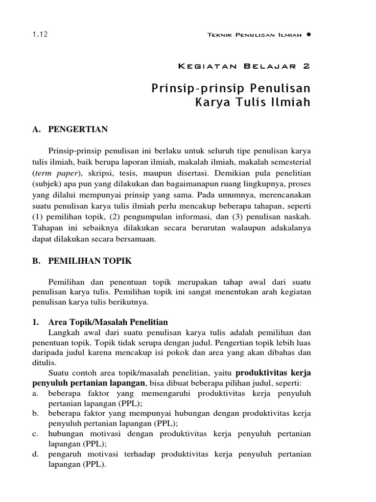 Modul 2 Prinsip Prinsip Penulisan Karya Tulis Ilmiah Pdf
