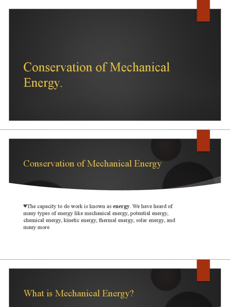 Conservation of Mechanical Energy Explained | PDF | Teaching Methods ...