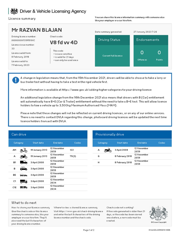 139R99XC Licence Summary 2023-01-27 | PDF | Transport | Vehicle Operation