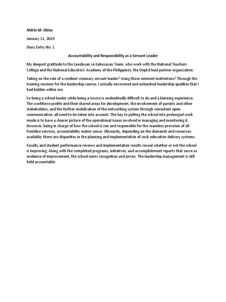 Aldrin M Obias Diary No. 1 | PDF | Career & Growth | Social Science