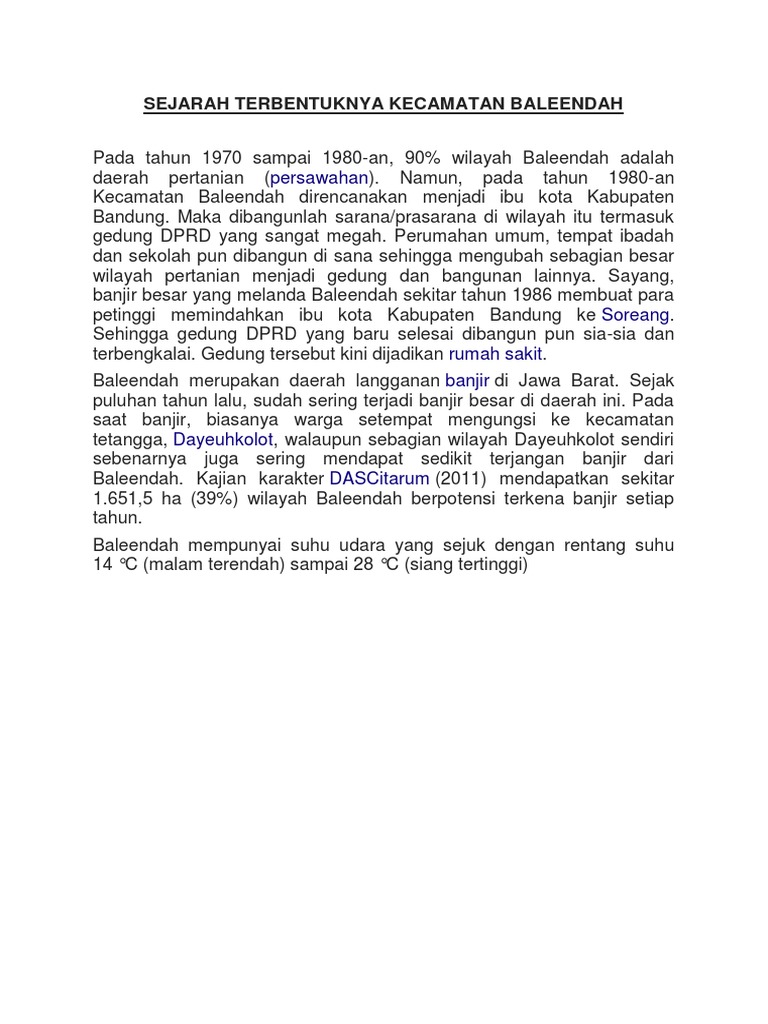 Kecamatan Baleendah Sejarah Kecamatan Baleendah Tahun 2019 | PDF