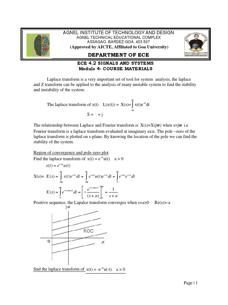 Module4 Signals and Systems LT | PDF | Laplace Transform | Mathematical Relations