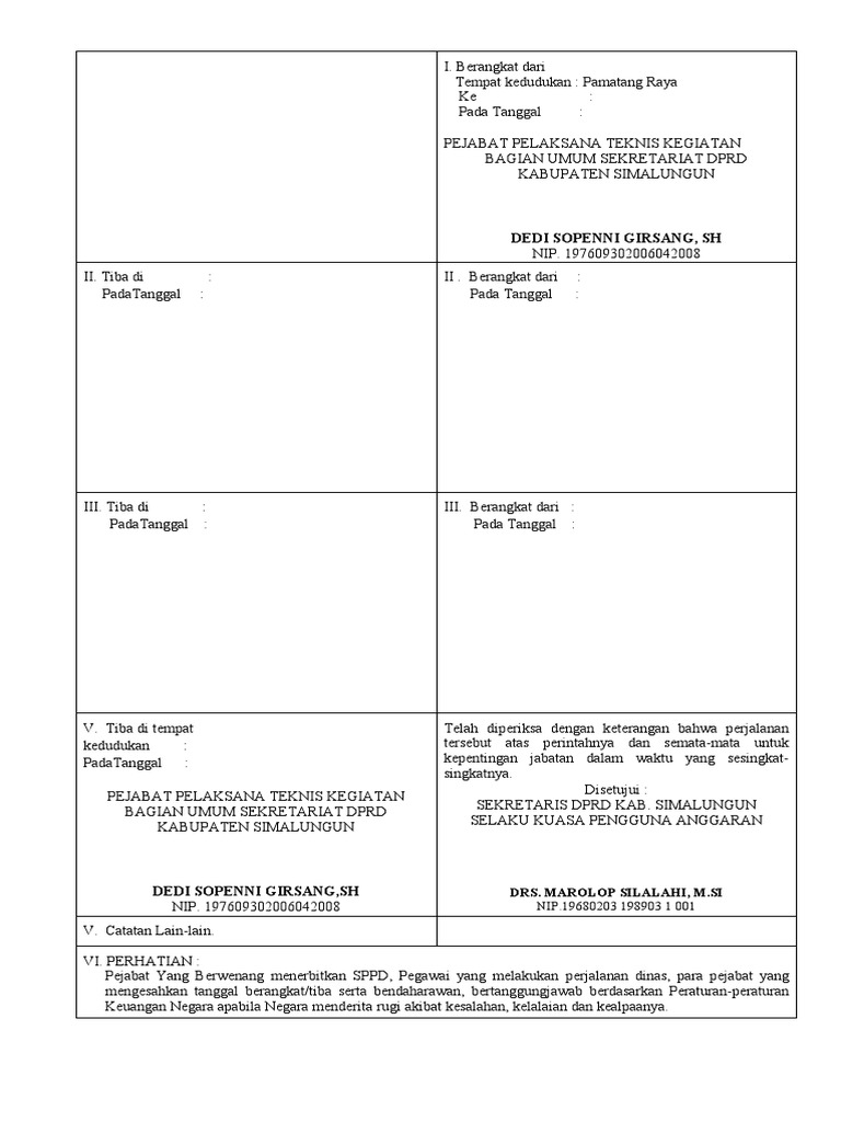 Blanko SPPD Kosong | PDF