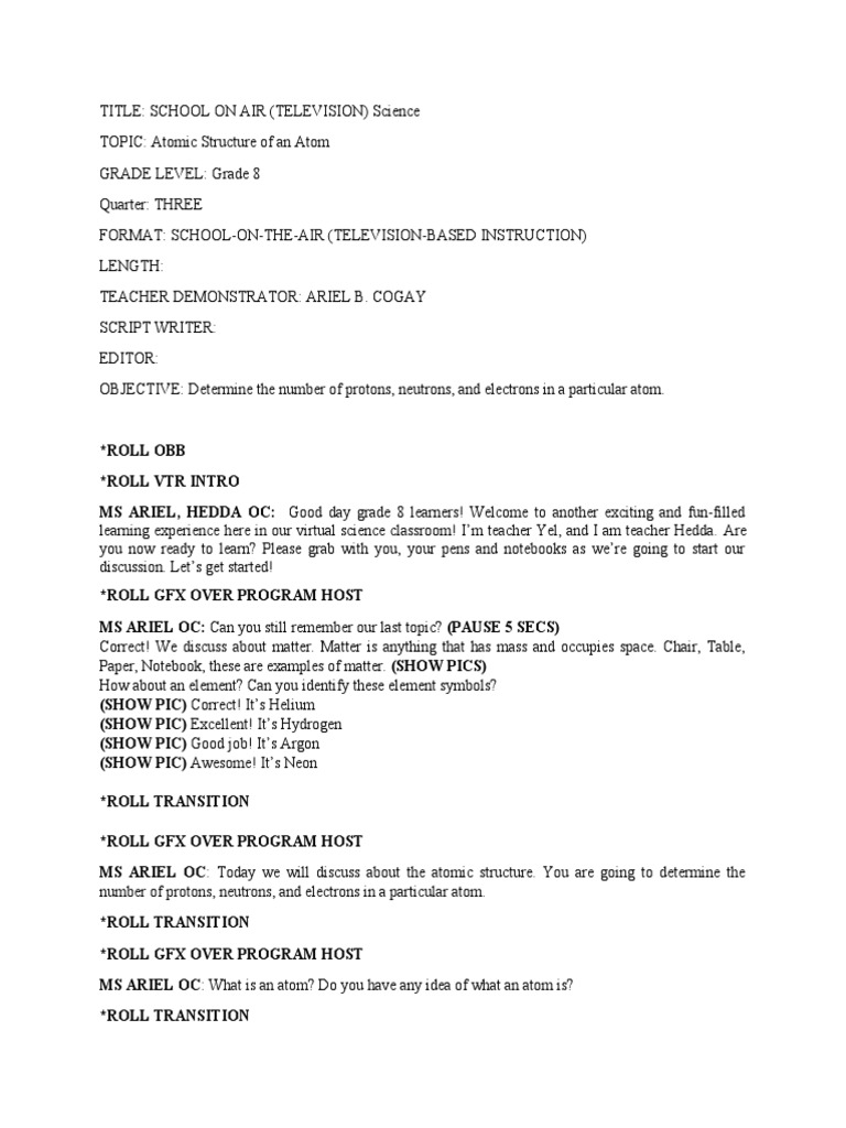 Script | PDF | Atoms | Atomic Nucleus