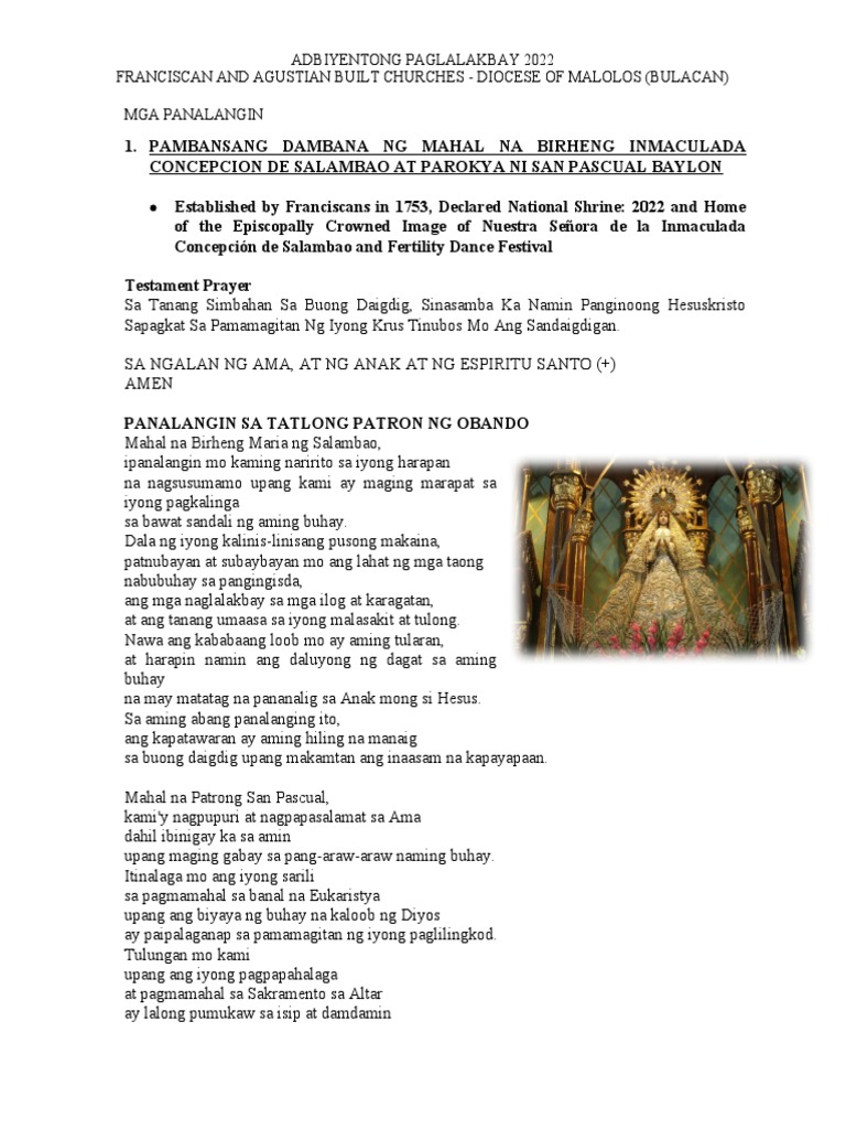 Pilgrimage Prayer Sa December 13 | PDF