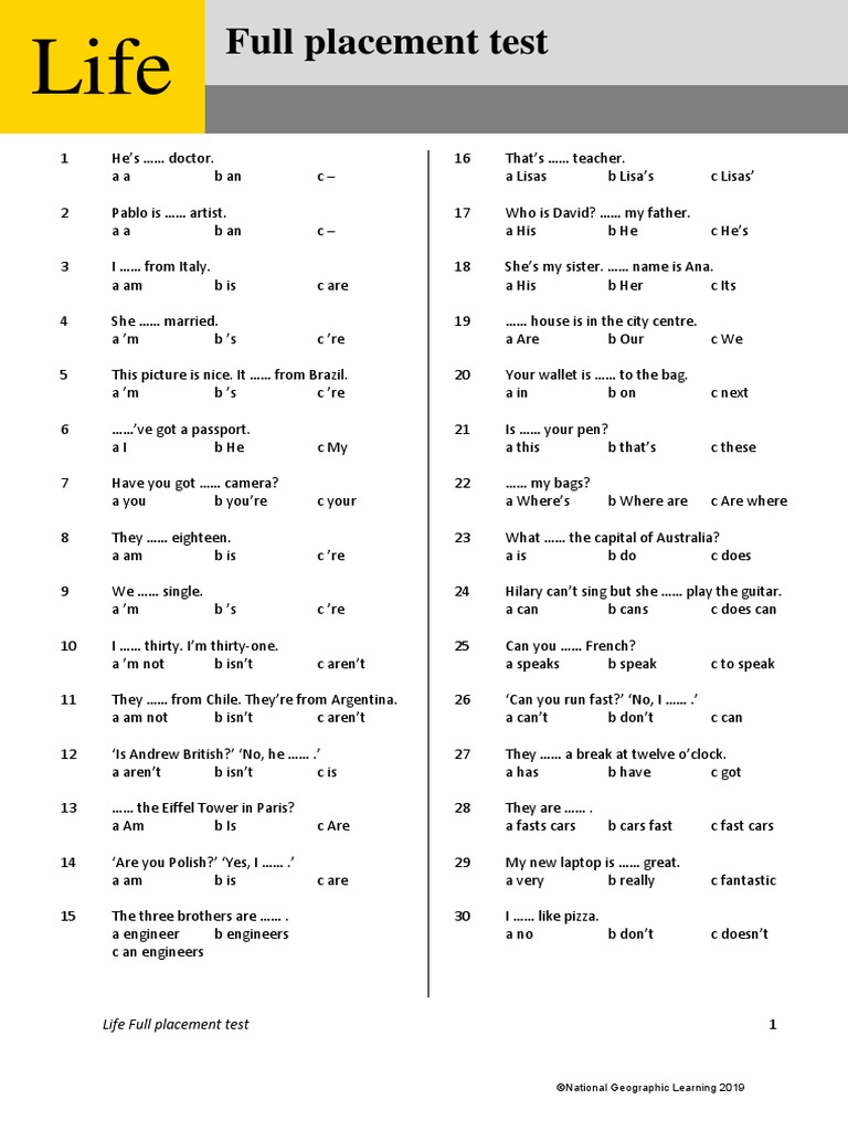 Placement Test | PDF