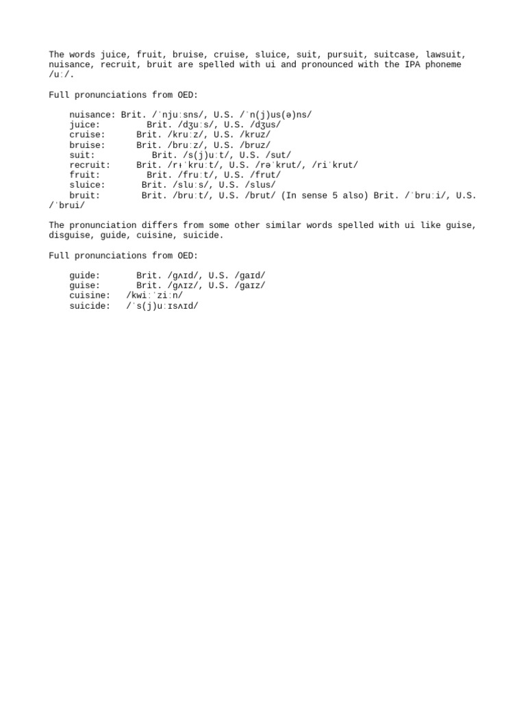 UI Sound Words and Pronunciations | PDF