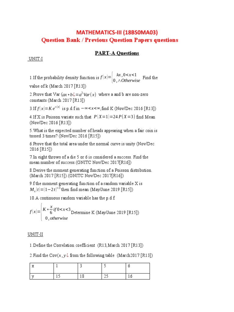Subject Question Bank | Download Free PDF | Standard Error | Variance
