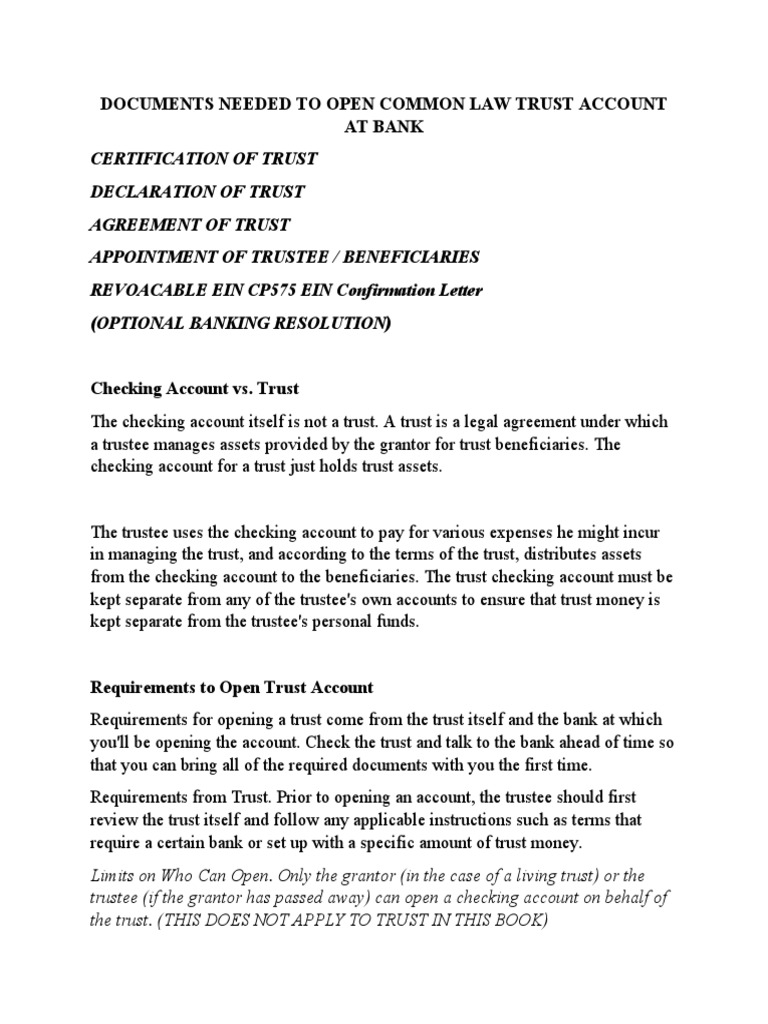 Open Trust Bank Account | PDF | Trust Law | Identity Document