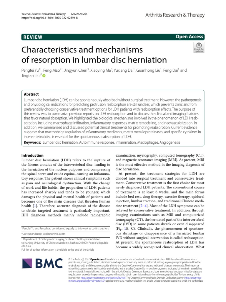 Characteristics and Mechanisms of Resorption in Lumbar Disc Herniation ...