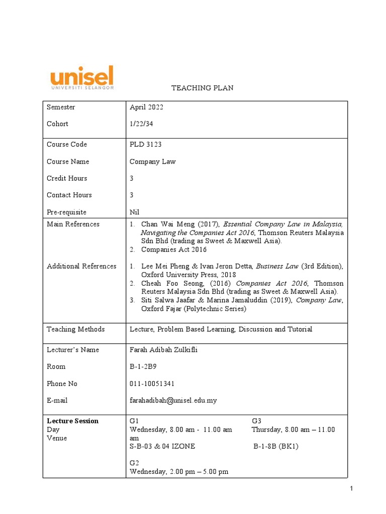 Teaching Plan | PDF | Partnership | Companies