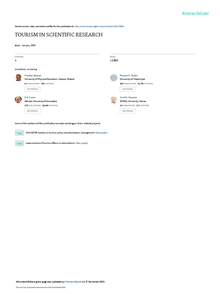 Tourism in Science Research | PDF | Tourism | Economics