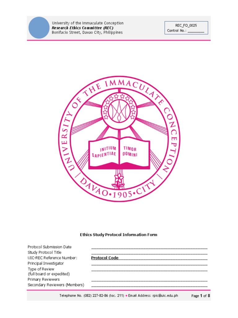 REC - FO - 0025 - Ethics Study Protocol Information Form-4 | PDF ...
