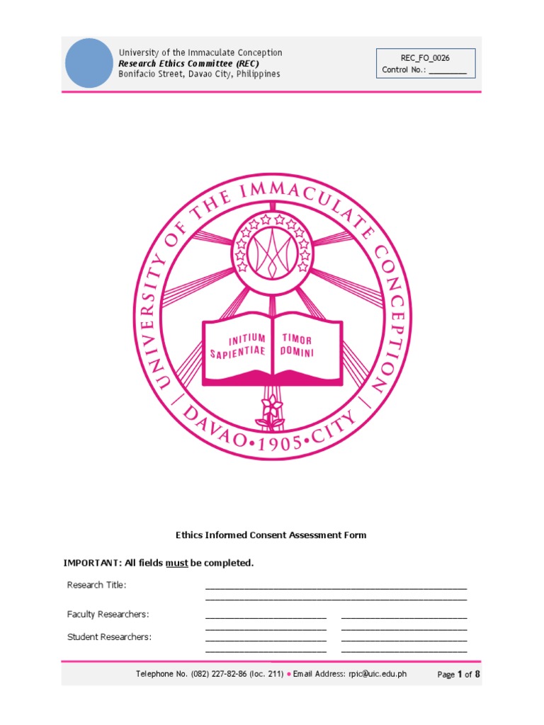 REC - FO - 0026 - Ethics Informed Consent Assessment Form-4 | PDF ...