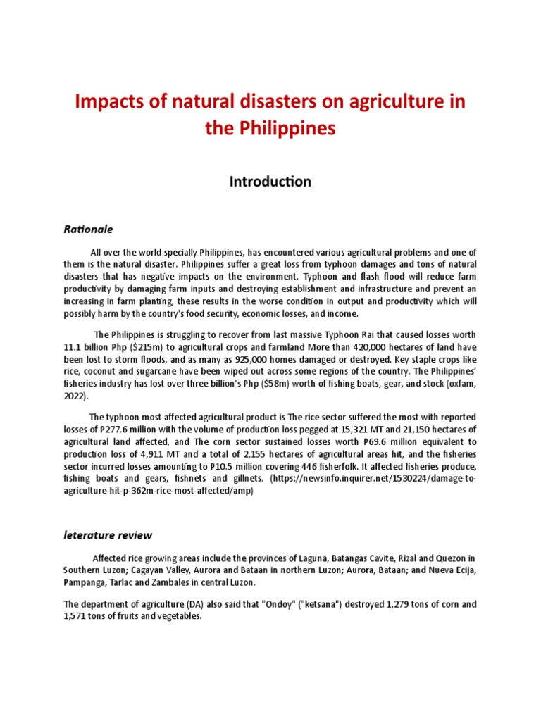 Natural Disasters' Impact on Philippine Agriculture | PDF | Agriculture ...