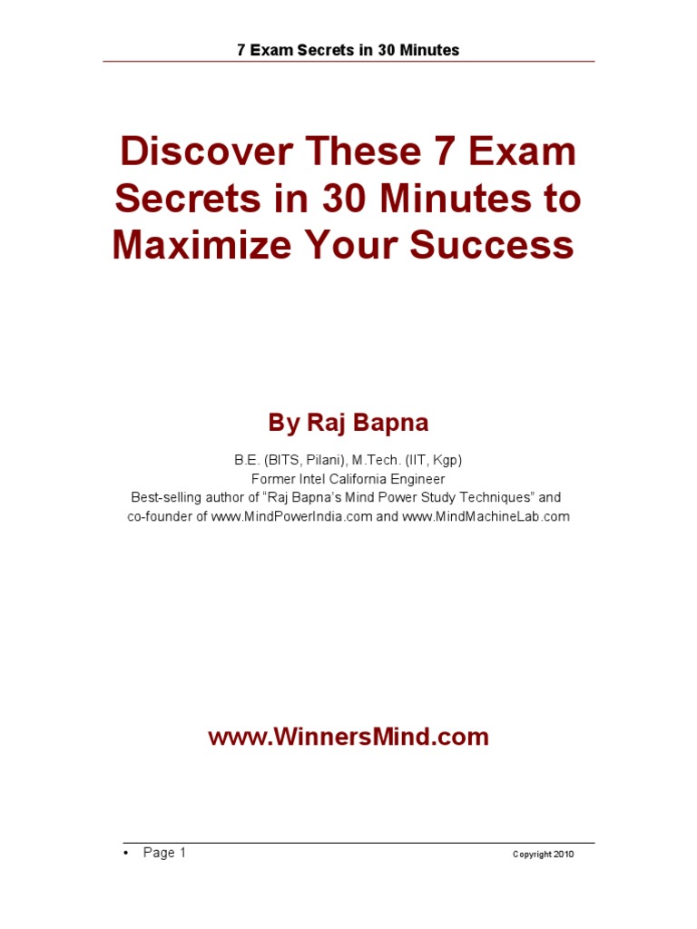 1 Report - 7 Exam Secrets in 30 Minutes | PDF | Career & Growth
