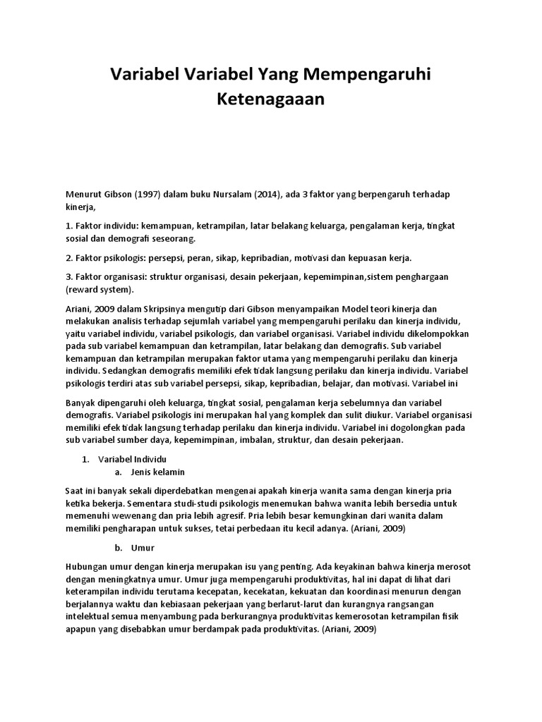 Variabel Variabel Yang Mempengaruhi Ketenagaaan Fixx | PDF
