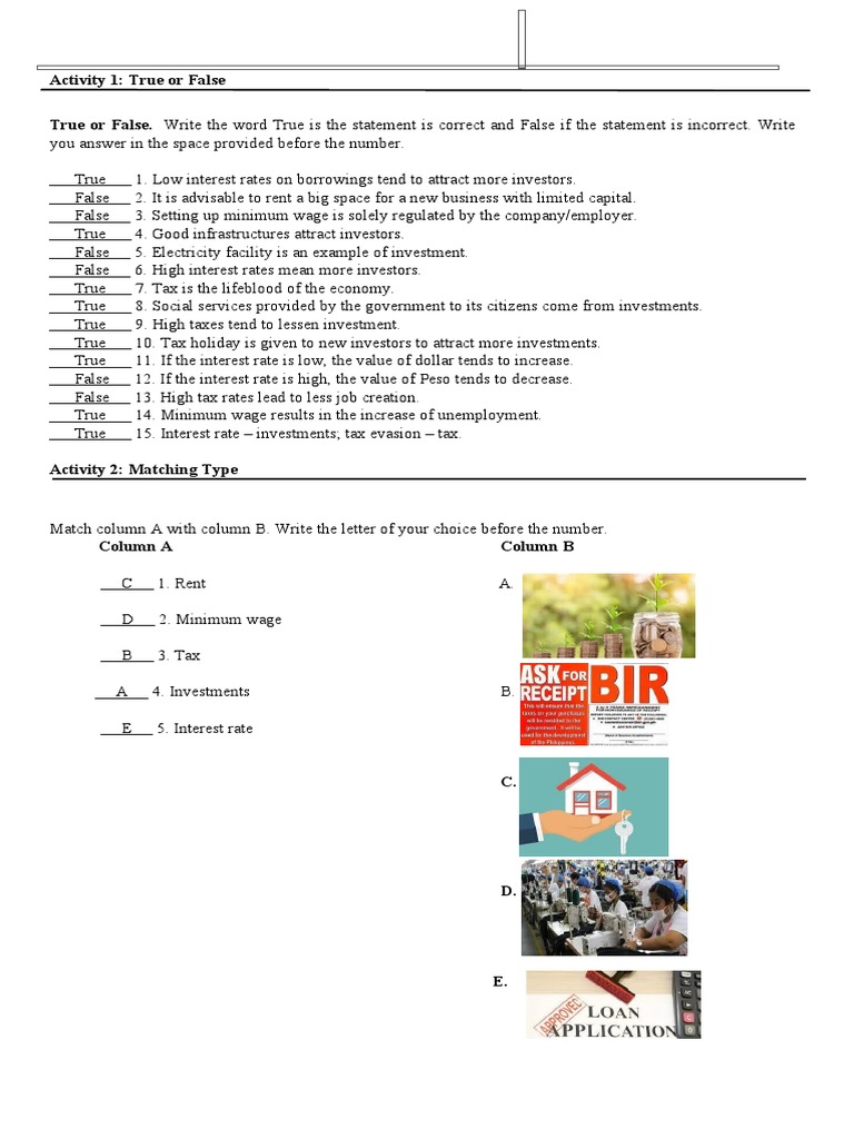 Applied Econ-Module5-Answer | PDF | Taxes | Interest