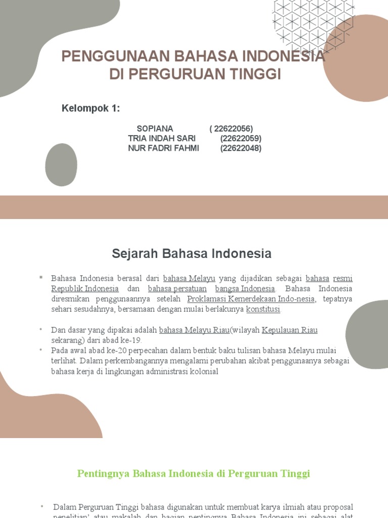 Bahasa Indonesia Kel 1 | PDF