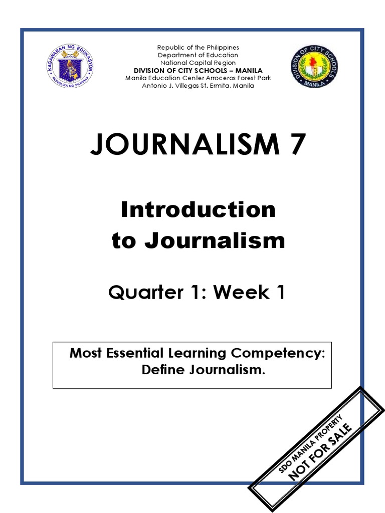 Journalism 7 q1 w1 Mod1 | PDF | Journalism | News