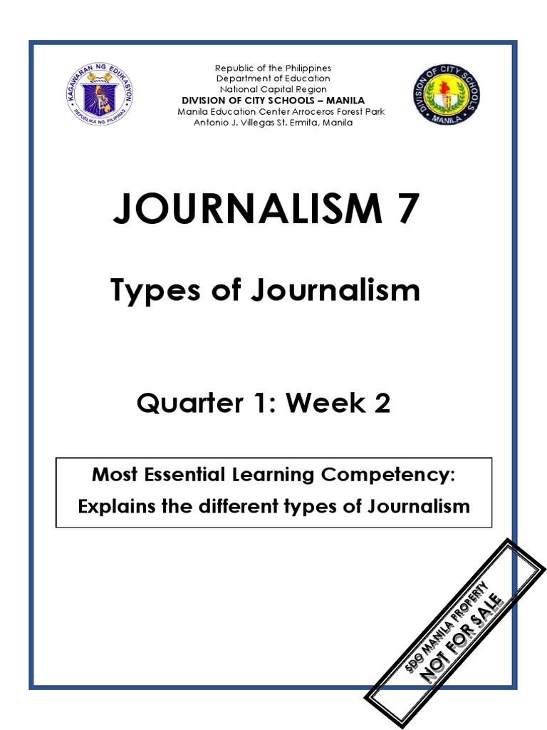 Journalism 7 q1 w2 Mod2 | PDF | Mass Media | Newspapers