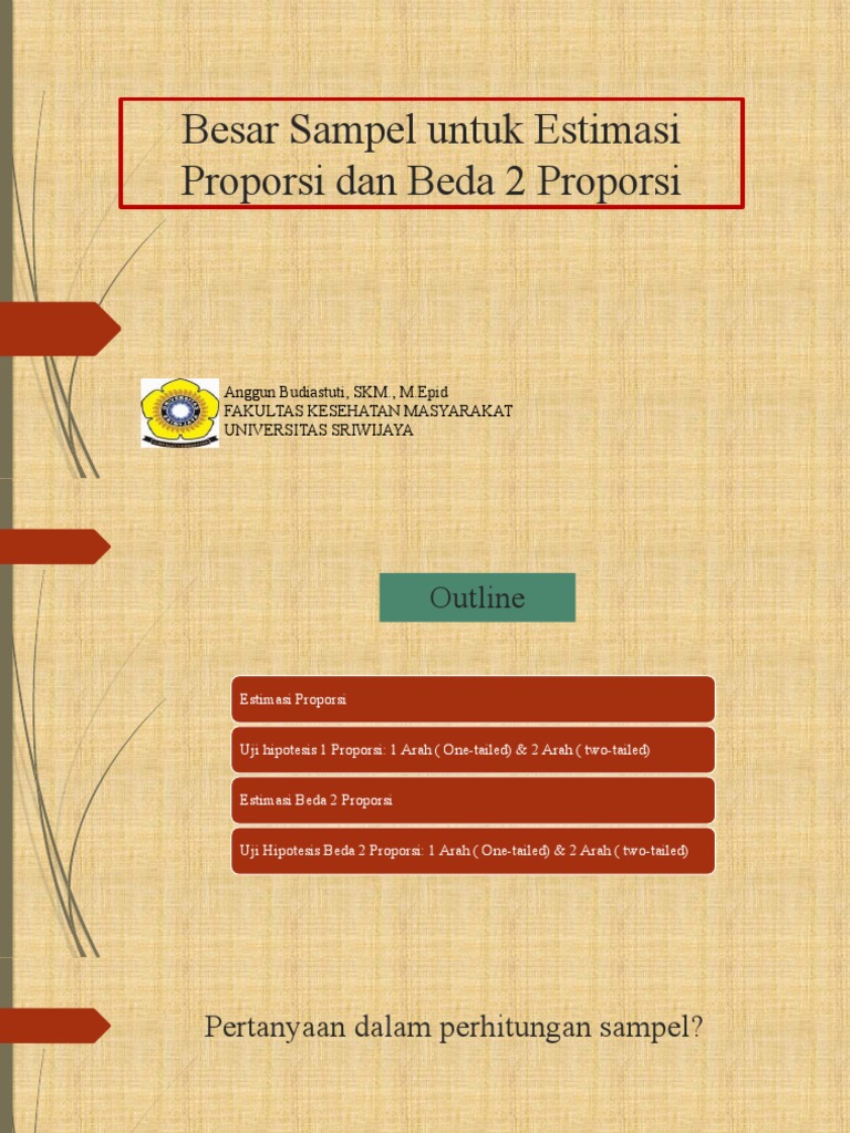 Ukuran Sampel untuk Estimasi Proporsi | PDF | Kesehatan Holistik ...