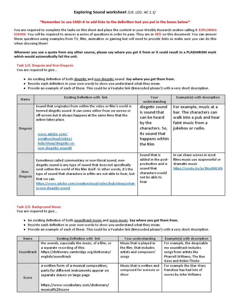 Sound Concepts Worksheet for Media Studies | PDF | Computing | Audio ...