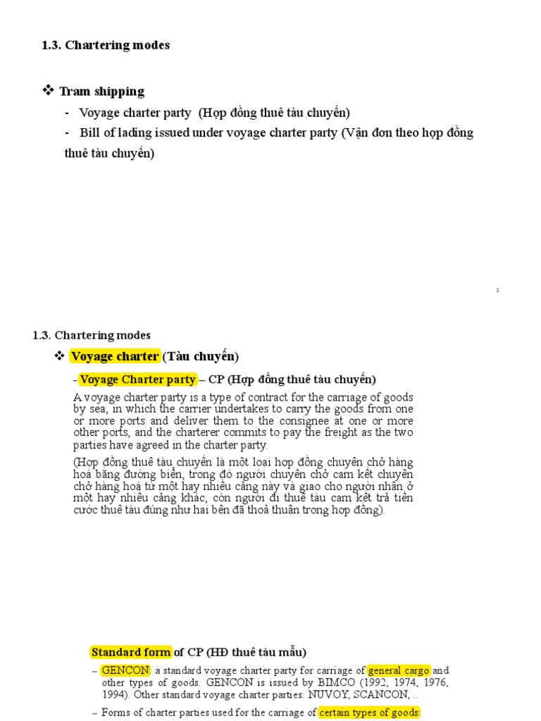 Charter Party Part 1 | PDF | Freight Transport | Shipping