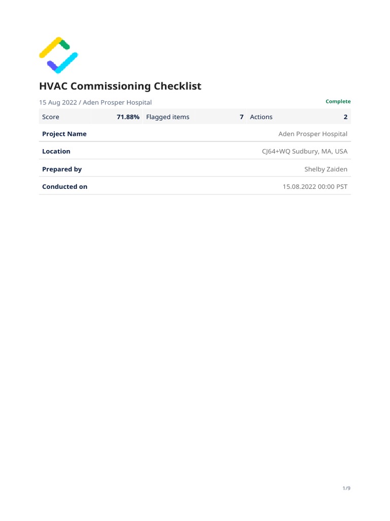HVAC Commissioning Report for Aden Hospital | PDF | Home Appliance | Tools
