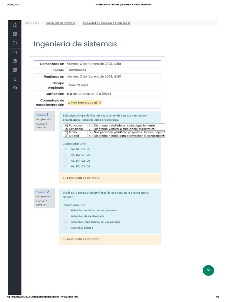 Modalidad de Exámenes - Semana 5 - Ingenieria de Sistemas - Revisión ...