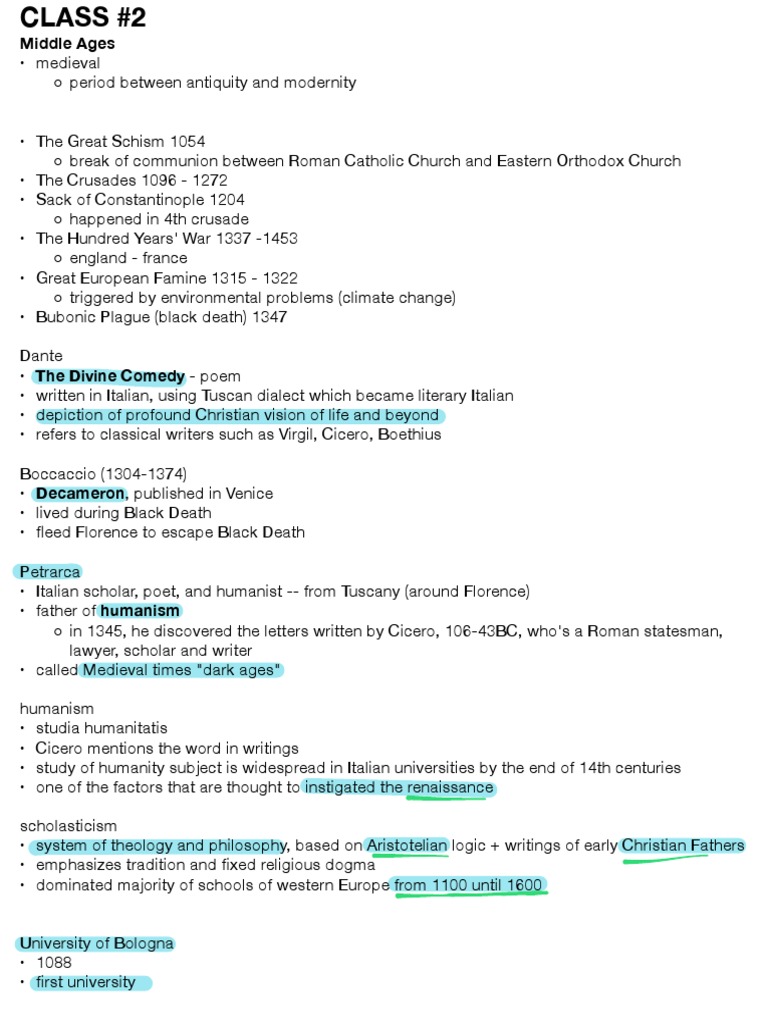Middle Ages Classroom Notes: Scholasticism, Crusades, Plague & More ...
