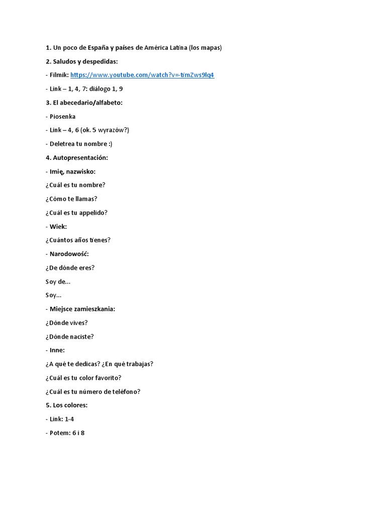 Introducción al Español Básico | PDF | Artes del Lenguaje y ...