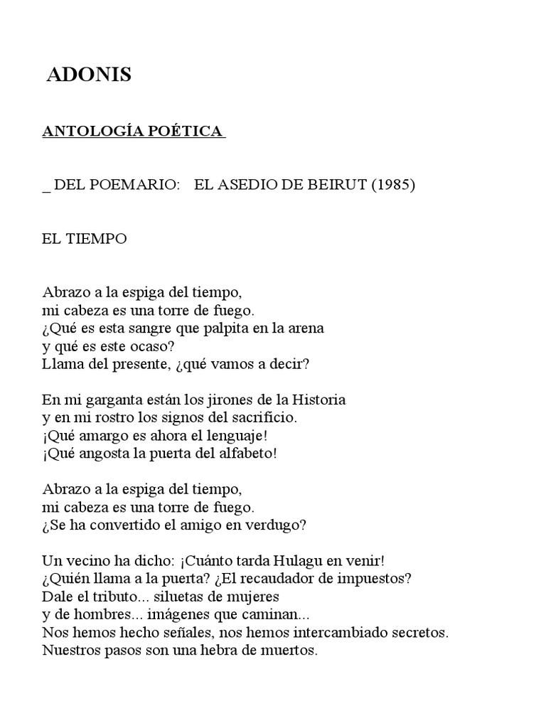 Adonis ... Antología 2020 | PDF | Amor | Muerte
