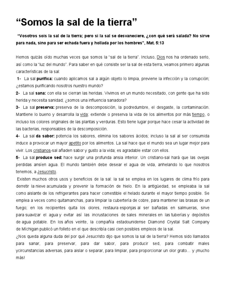 Somos La Sal de La Tierra | PDF | sal | Agua
