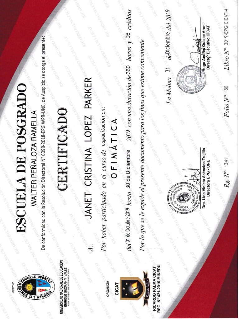 Certificado Curso Cicat | PDF