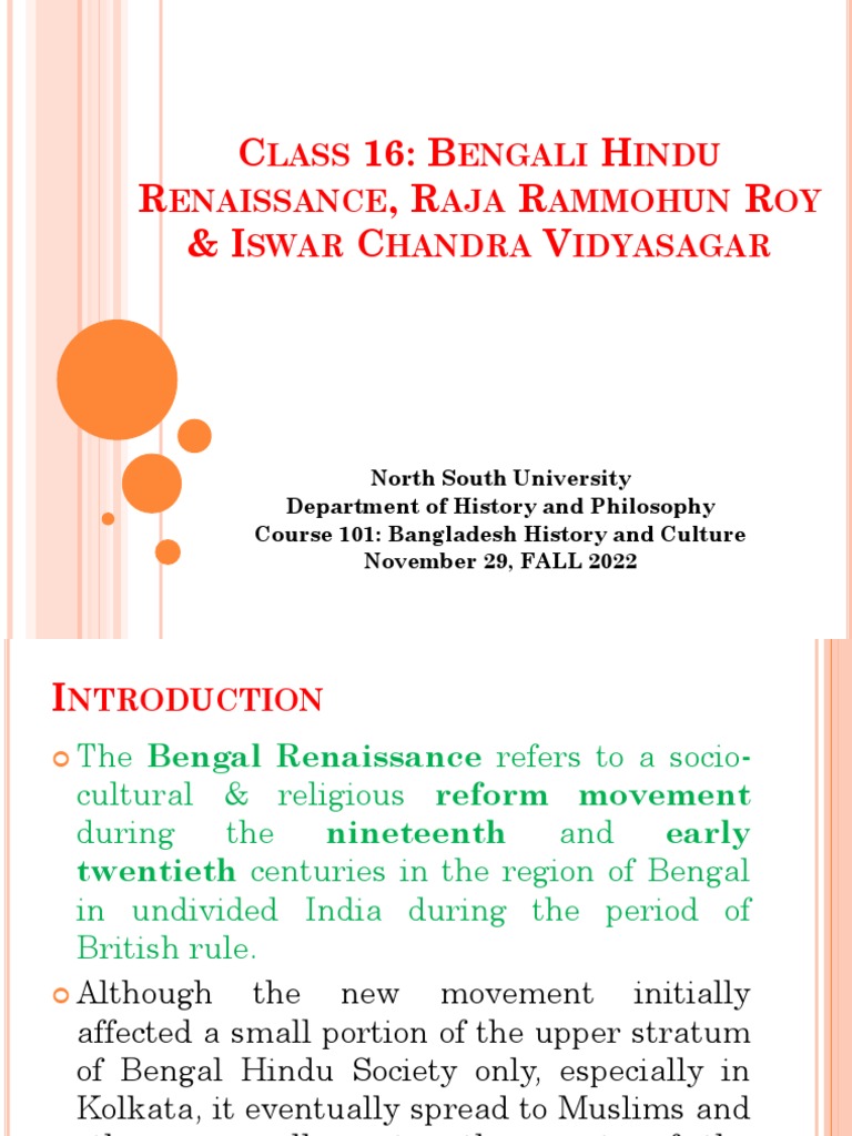 Class 16 - Bengal Renaissance and Raja Rammuhan Roy -Nov 29 2022 | PDF ...