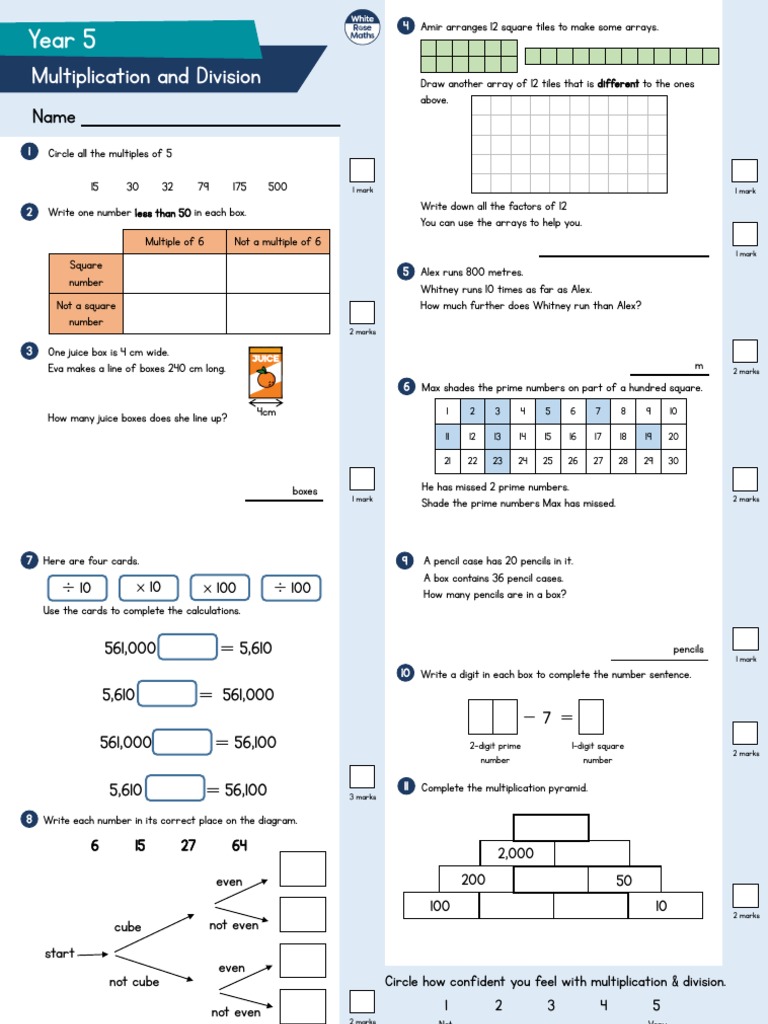 WRM Y5 b4 Multiplication Division Assessment | PDF | Mathematics | Elementary Mathematics