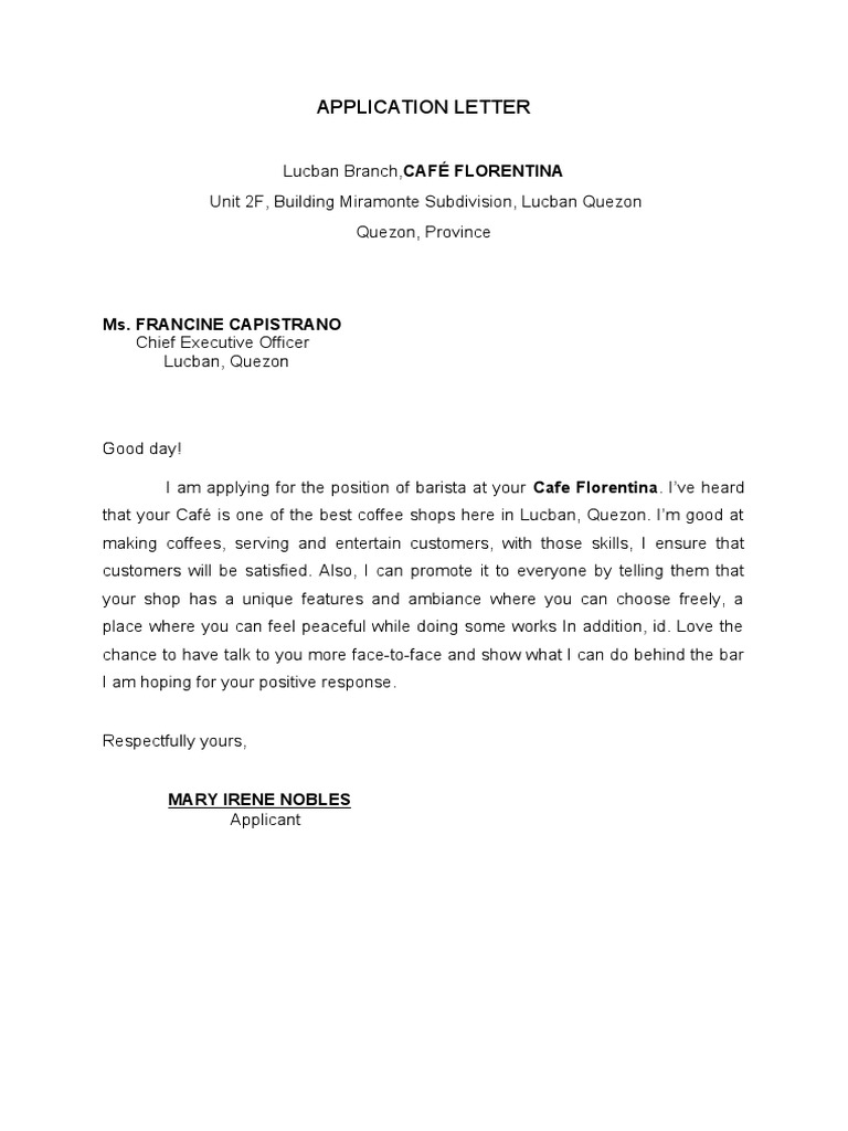 Application Letter - Irene | PDF