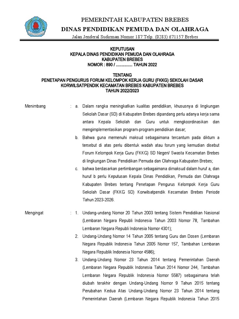 SK FKKG Kecamatan 2023 Blangko | PDF