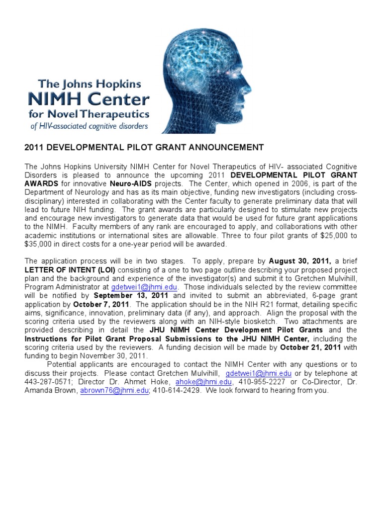 NIMH Pilot Announcement 2011 | PDF | Johns Hopkins University ...