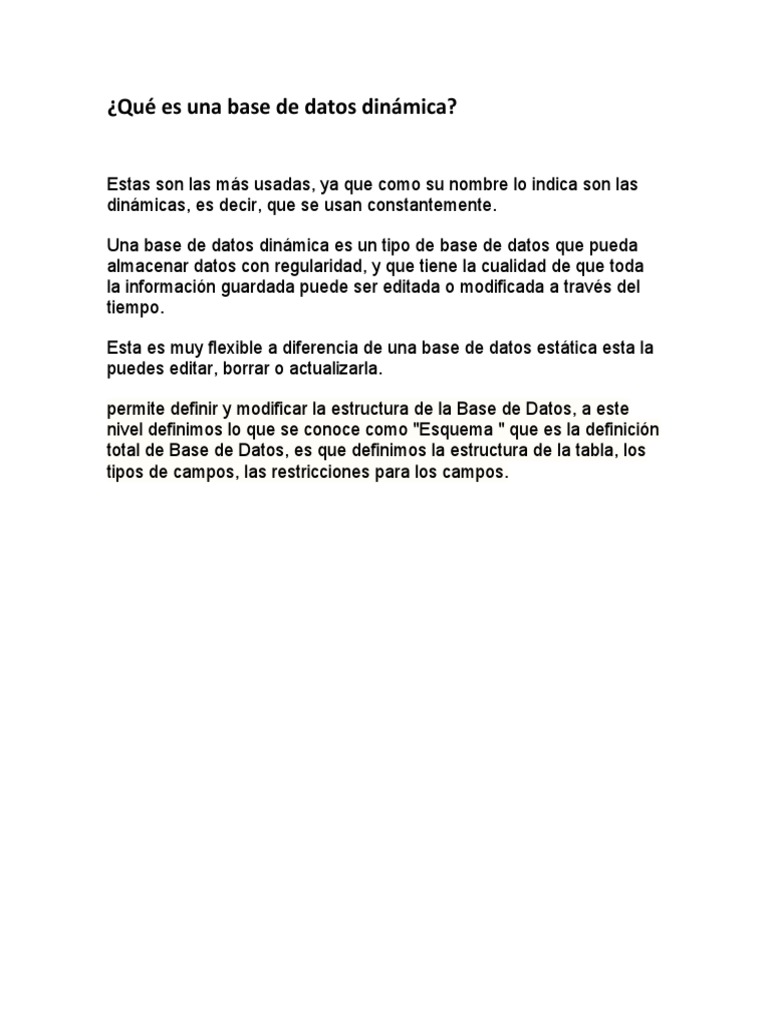 Qué es una base de datos dinámica | PDF