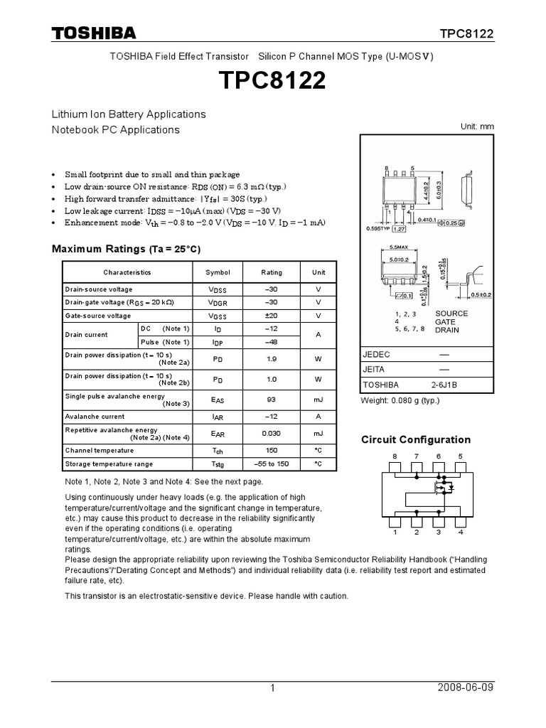 TPC 8122 | PDF | Field Effect Transistor | Reliability Engineering